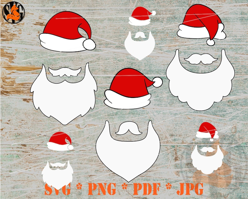 Santa Beard SVG, Secret Santa Mask Svg, Santa Hat Svg, Santa Claus Face ...