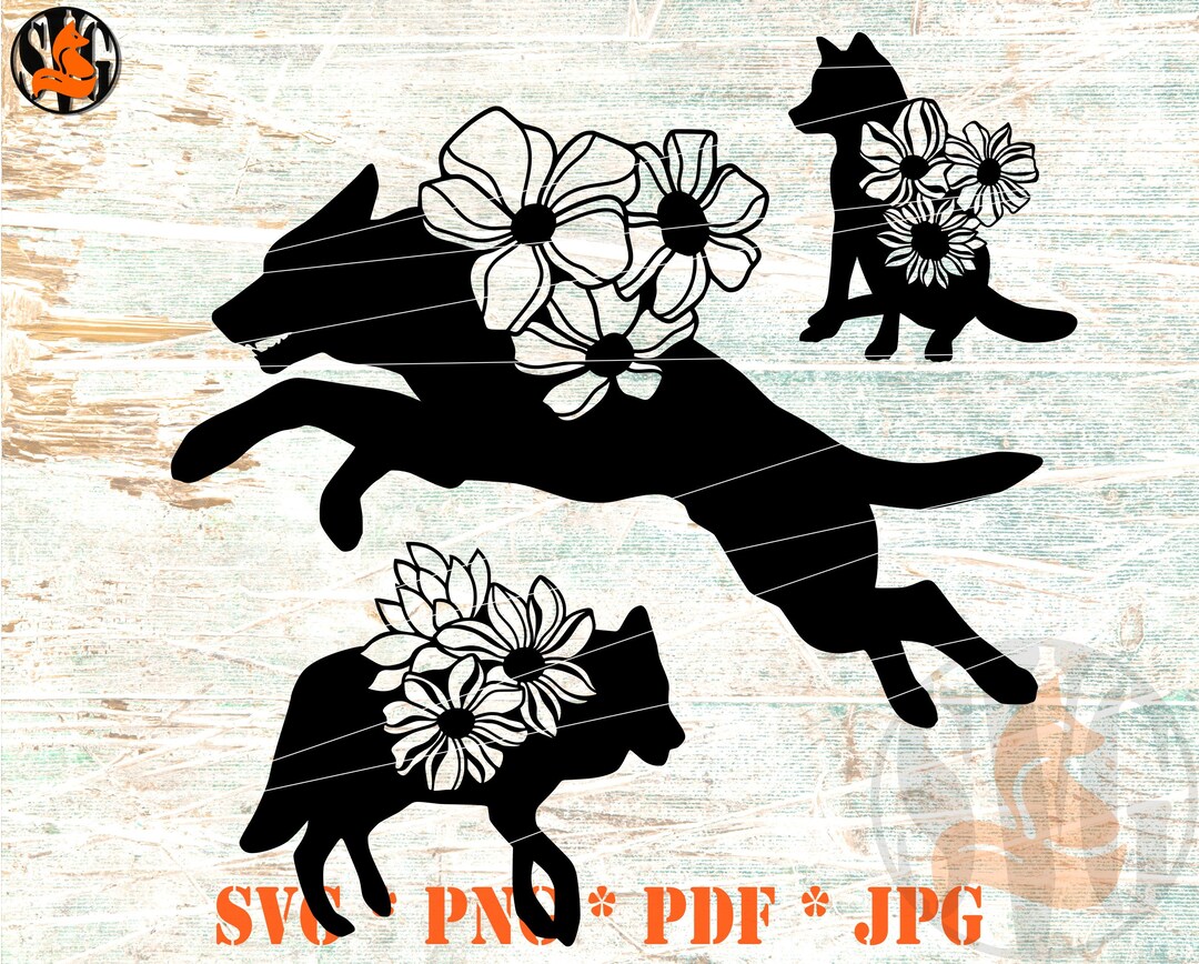 Wolf With Flower SVG Wolf Silhouette Svg Wolf Attack Svg - Etsy