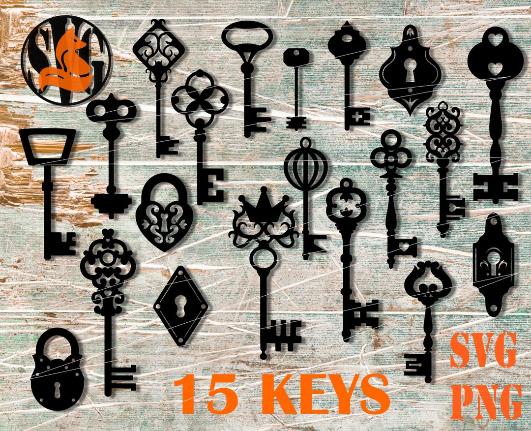 Key SVG, Santa Key Bundle Steampunk 15 Keys 5 Locks Laser Cut Files ...