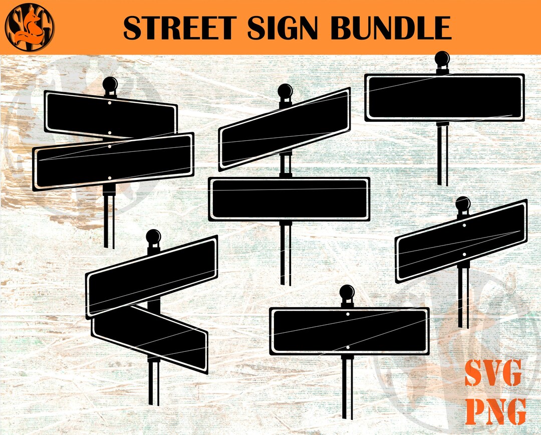 Street Sign Blank SVG PNG Bundle: Road Direction Graphics (digital ...