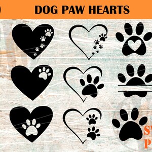 Dog Paw Ornanent SVG PNG Cat Paws Split Heart Dog Lover Gift Bundle ...