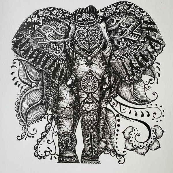 Zentangle Elephant - Etsy