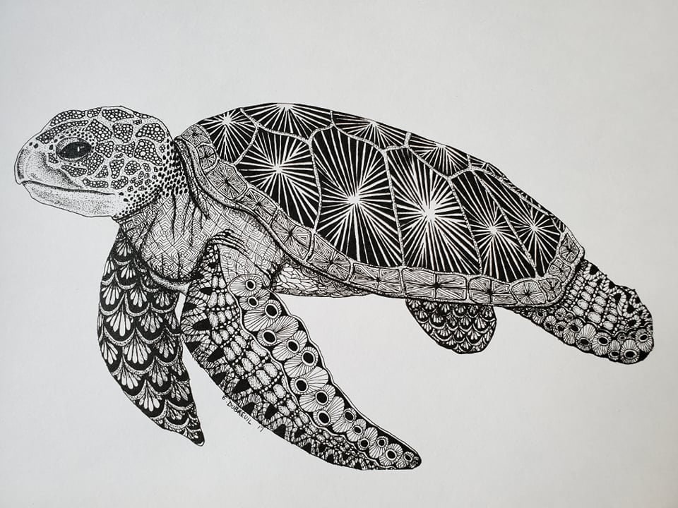 Turtle Zentangle and Pointillism - Etsy