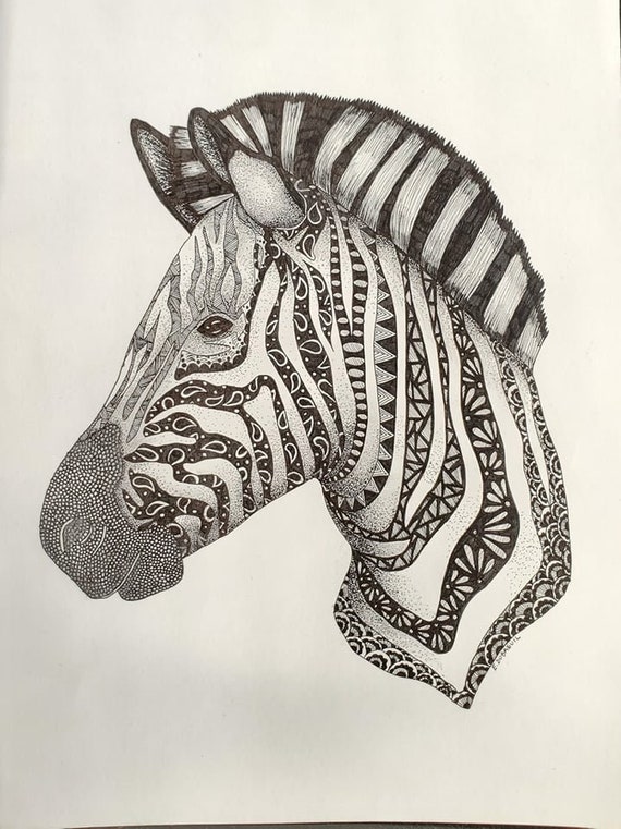 Zentangle Zebra | Etsy