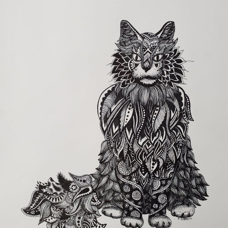 Cat Zentangle - Etsy