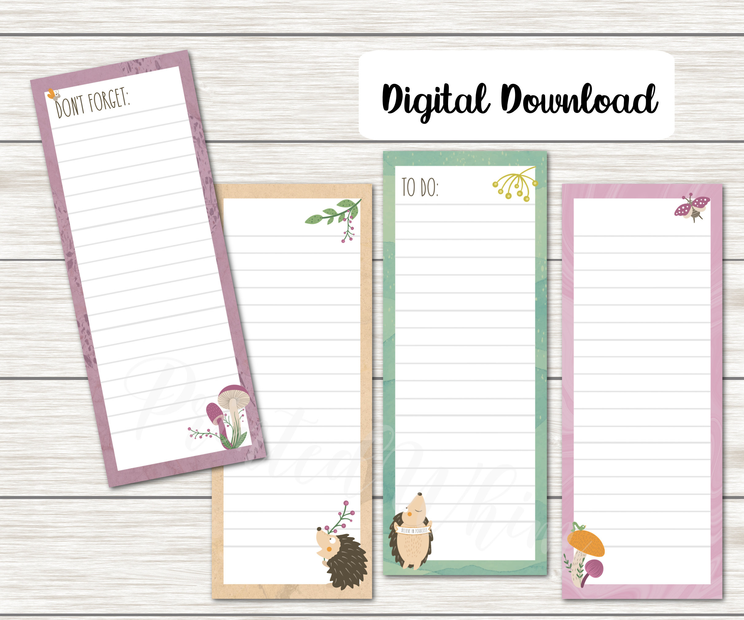Printable Hedgehog Notes, Print at Home Mushroom to Do List Pages ...