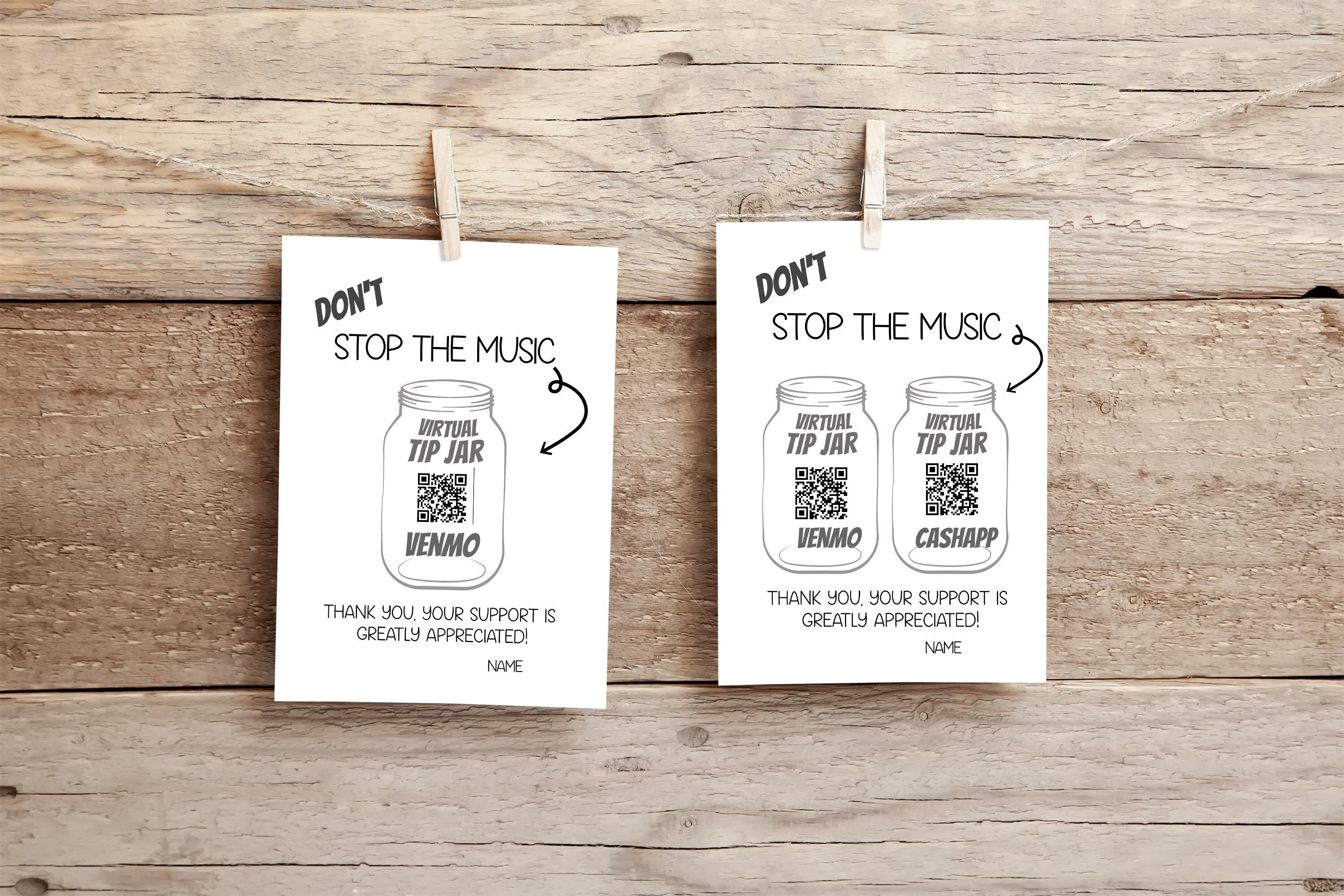 Musician's Virtual Tip Jar, Printable Venmo or Cashapp Tipping, QR Code ...