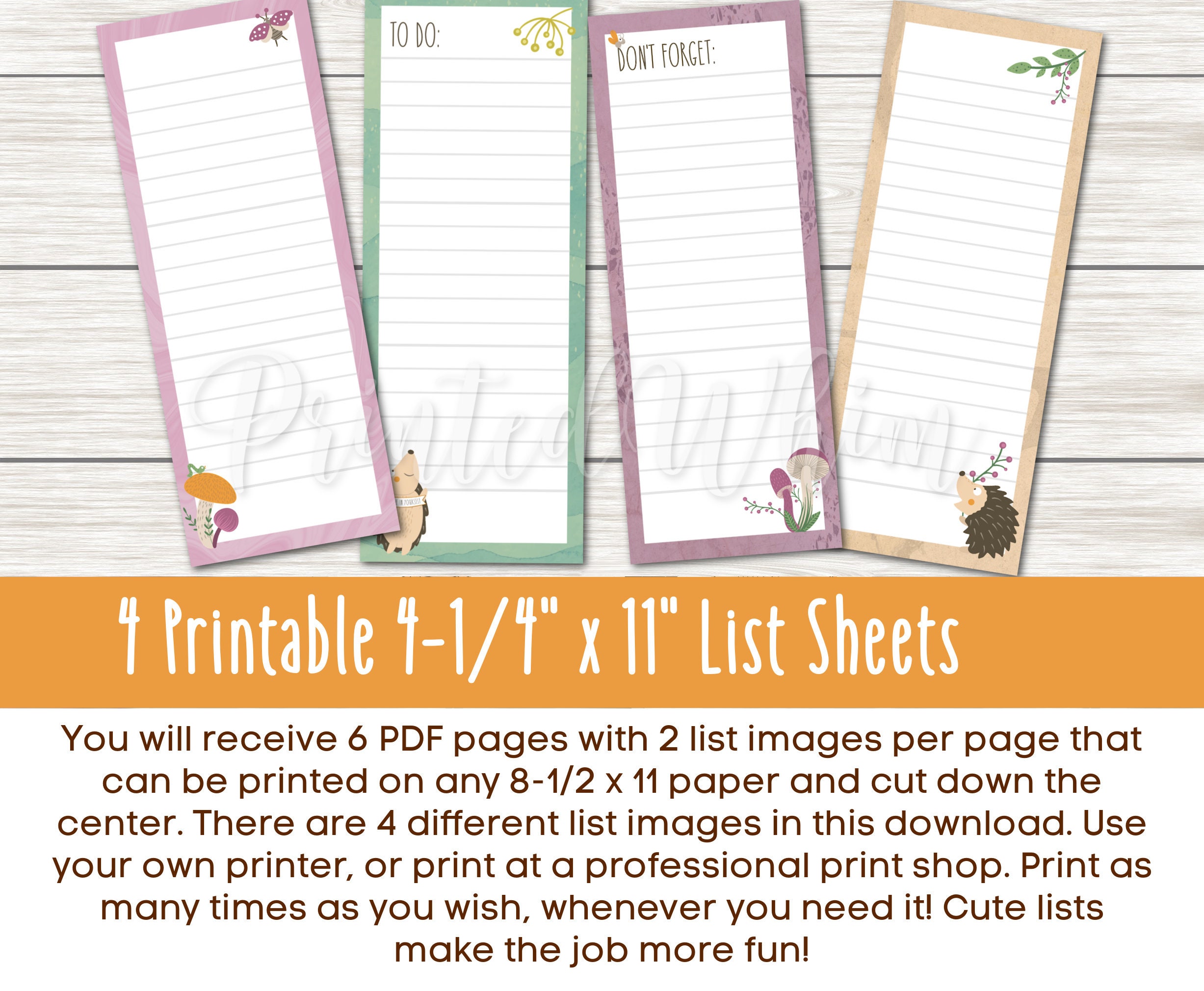 Printable Hedgehog Notes, Print at Home Mushroom to Do List Pages ...