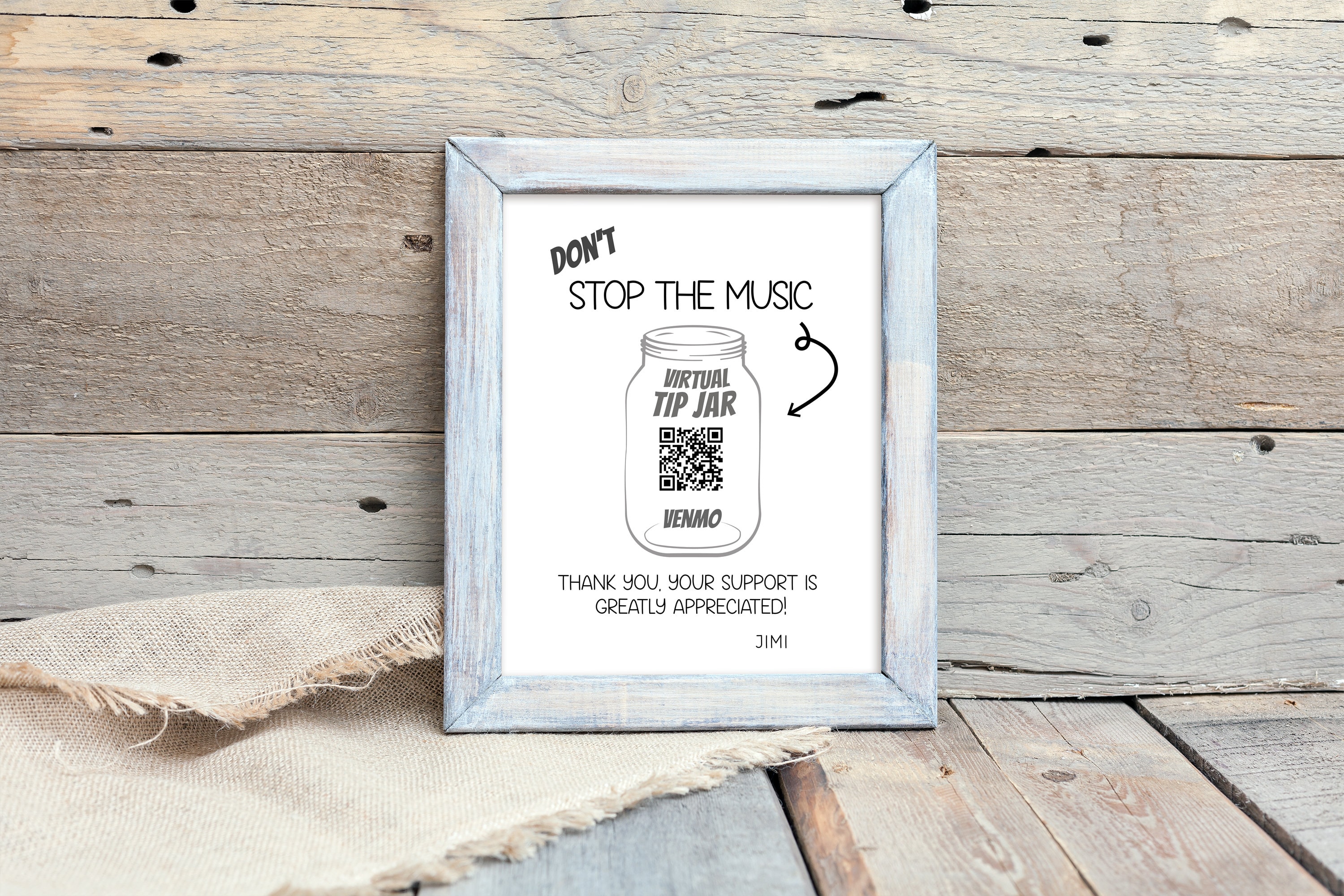 Musician's Virtual Tip Jar, Printable Venmo or Cashapp Tipping, QR Code ...
