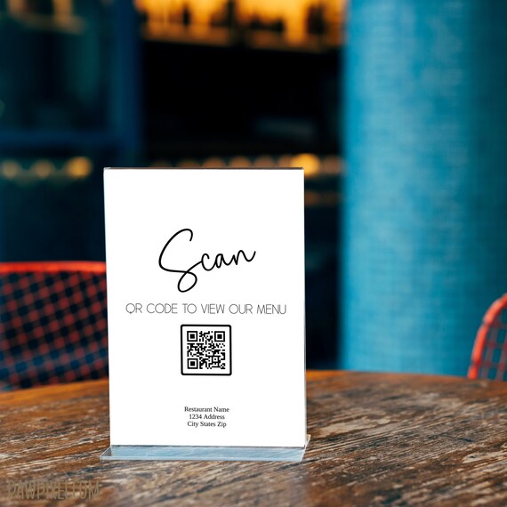 Customizable Scan for Menu Restaurant Sign QR Code Table - Etsy