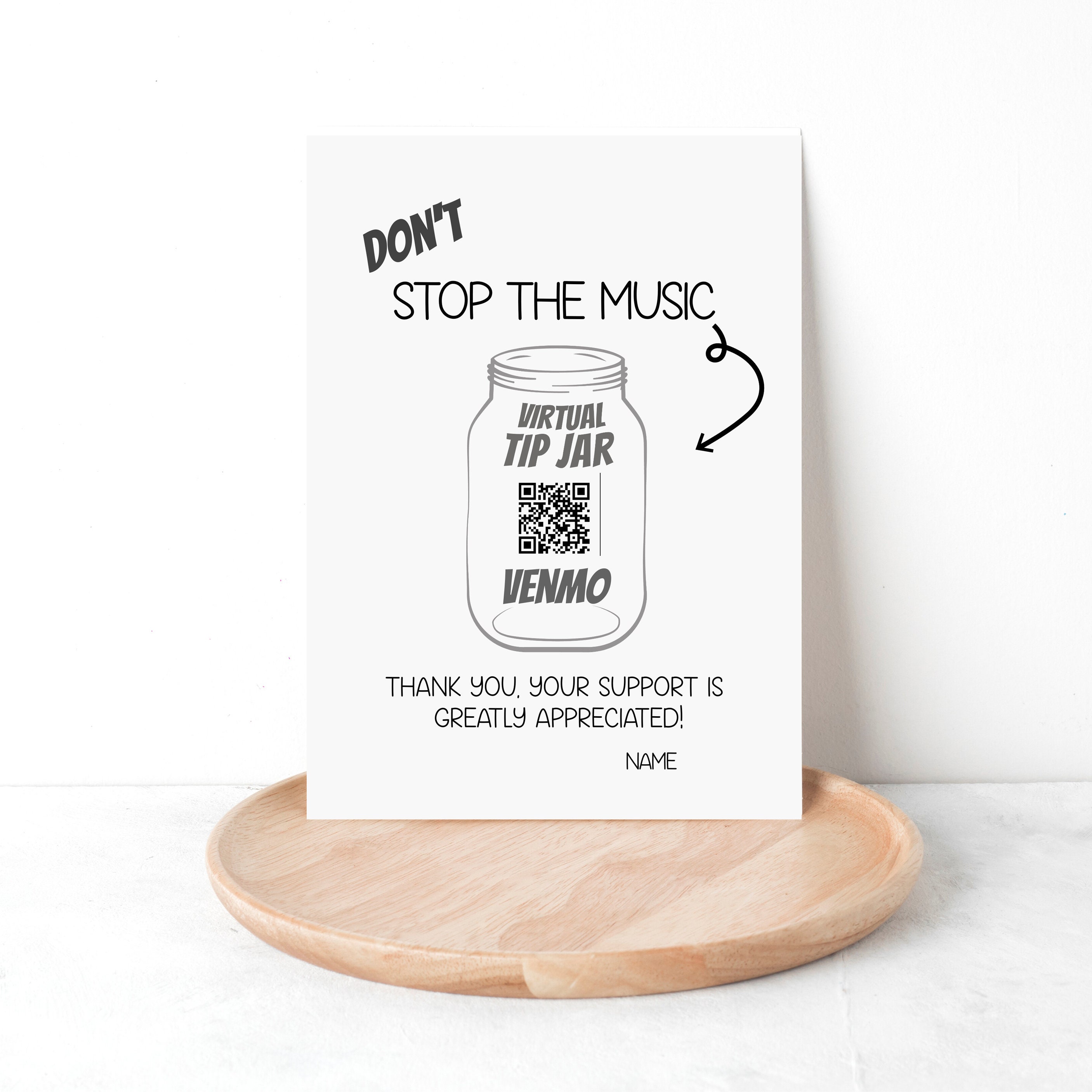 Musician's Virtual Tip Jar, Printable Venmo or Cashapp Tipping, QR Code ...