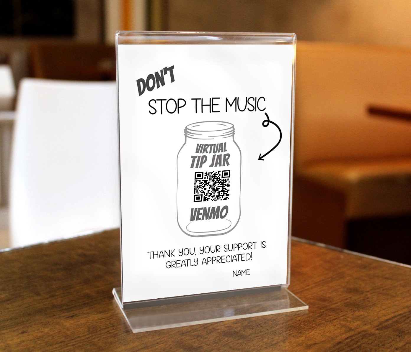 Musician's Virtual Tip Jar, Printable Venmo or Cashapp Tipping, QR Code ...