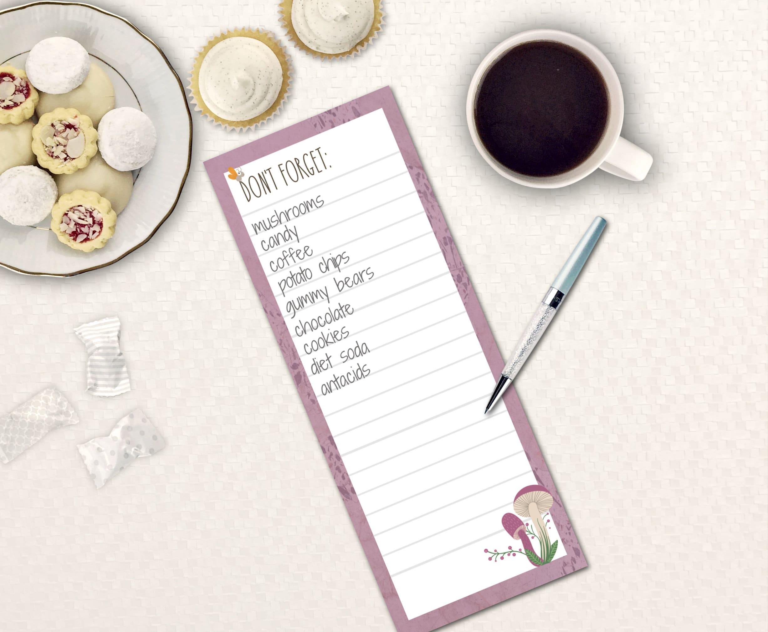 Printable Hedgehog Notes, Print at Home Mushroom to Do List Pages ...