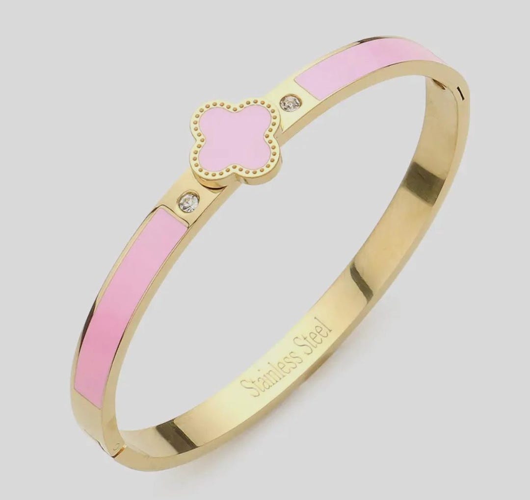 Clover Enamel Stainless Steel Bangles - Etsy