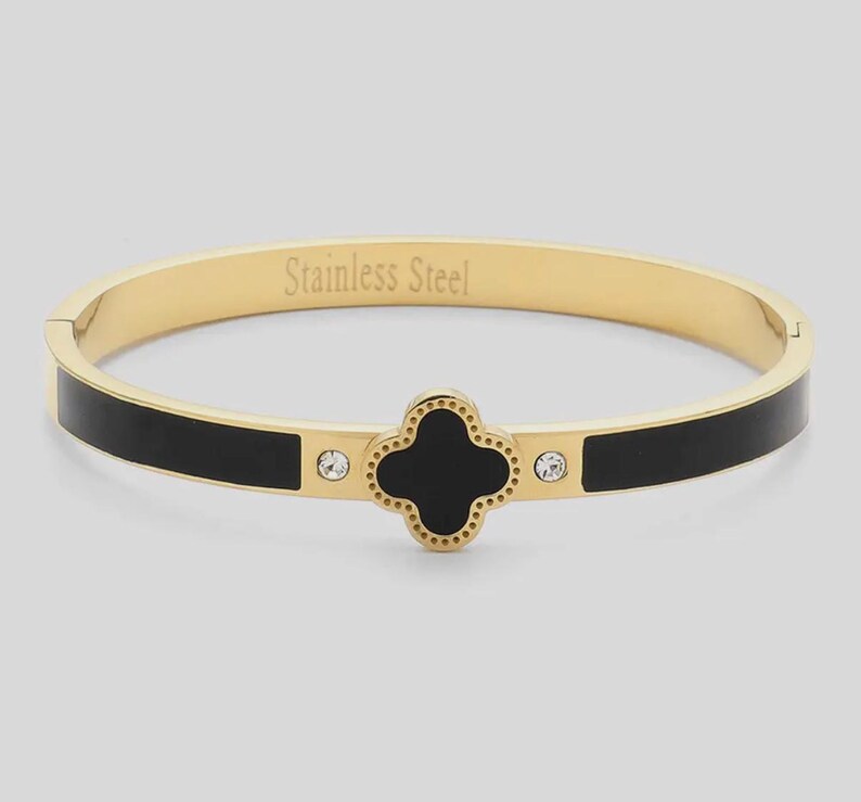 Clover Enamel Stainless Steel Bangles - Etsy
