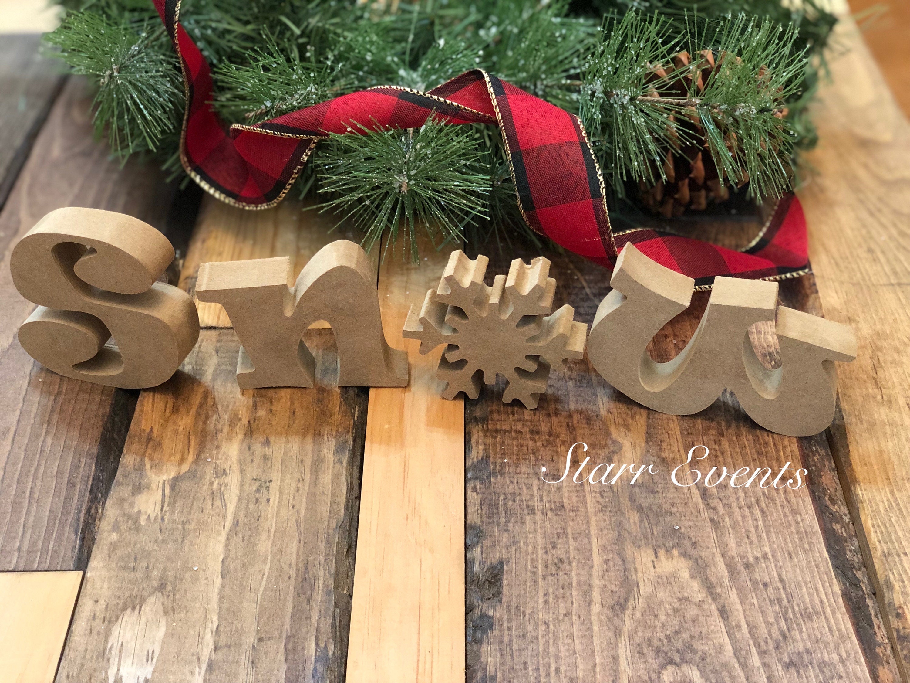 Snow Word Cutout. DIY Unfinished Wood Snow. Unpainted Winter Tier Tray ...