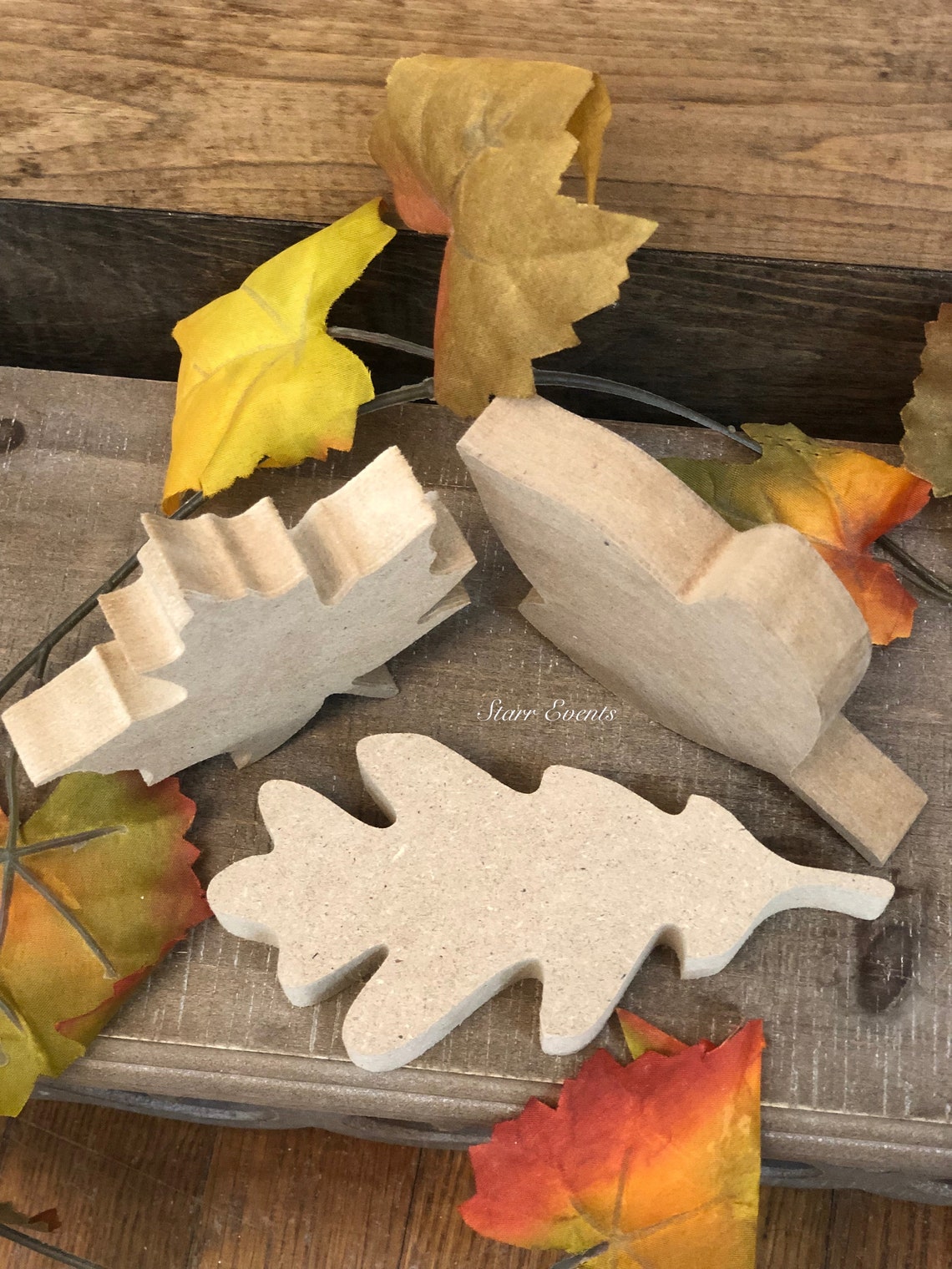 Set of 3 Mixed Fall Leaf Cut Outs. Fall Decor. DIY Unfinished Leaves ...