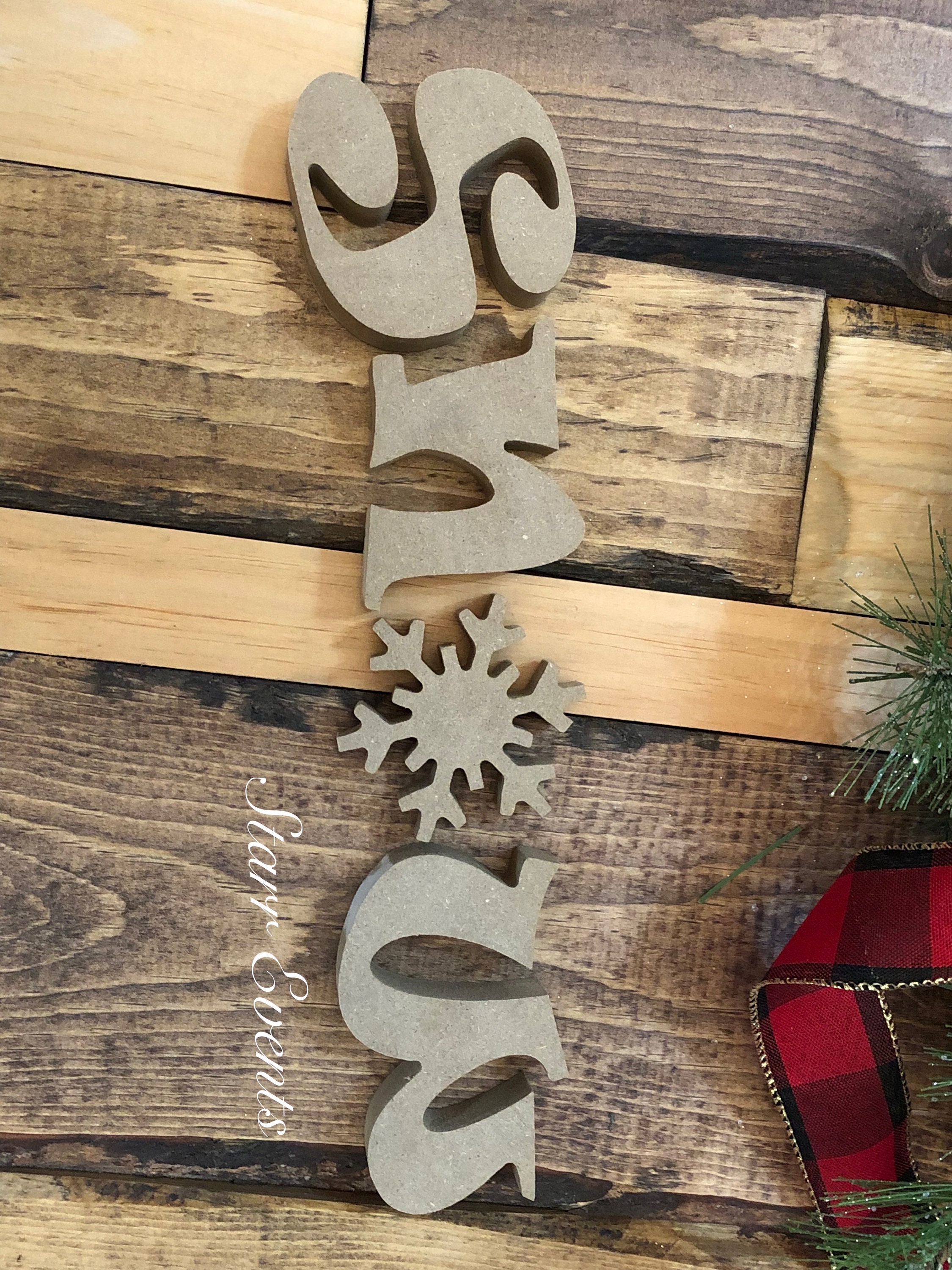 Snow Word Cutout. DIY Unfinished Wood Snow. Unpainted Winter Tier Tray ...