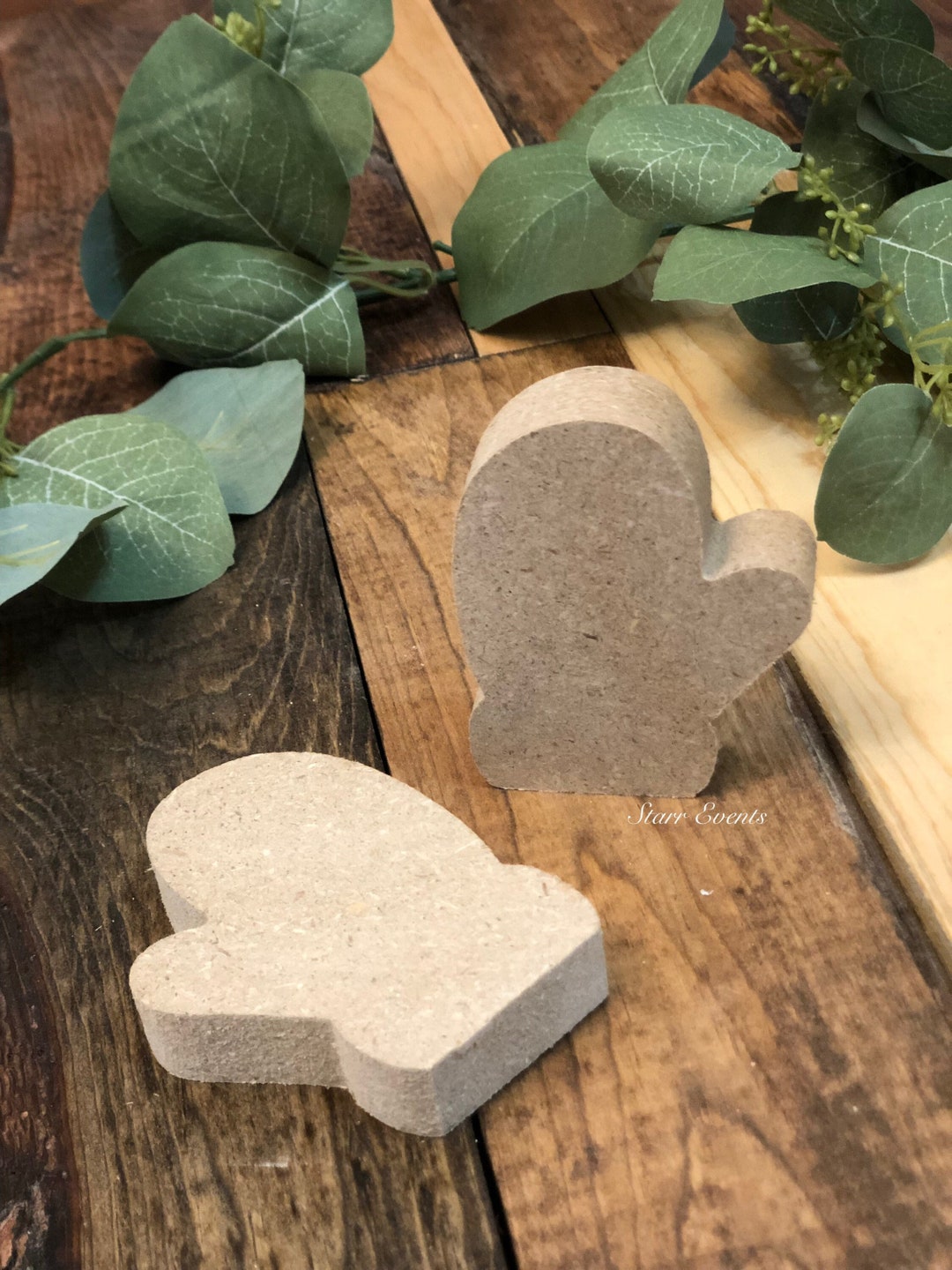 DIY Unfinished Wood Mittens 1 Pair 3.5" Unpainted Winter Tier Tray ...