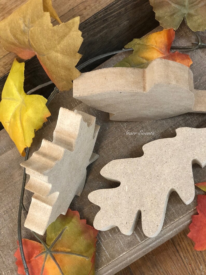 Set of 3 Mixed Fall Leaf Cut Outs. Fall Decor. DIY Unfinished Leaves ...