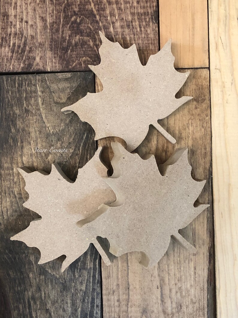 Set of 3 Mixed Fall Leaf Cut Outs. Fall Decor. DIY Unfinished Leaves ...