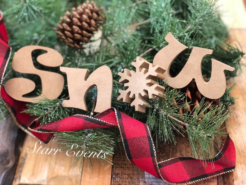 Snow Word Cutout. DIY Unfinished Wood Snow. Unpainted Winter Tier Tray ...