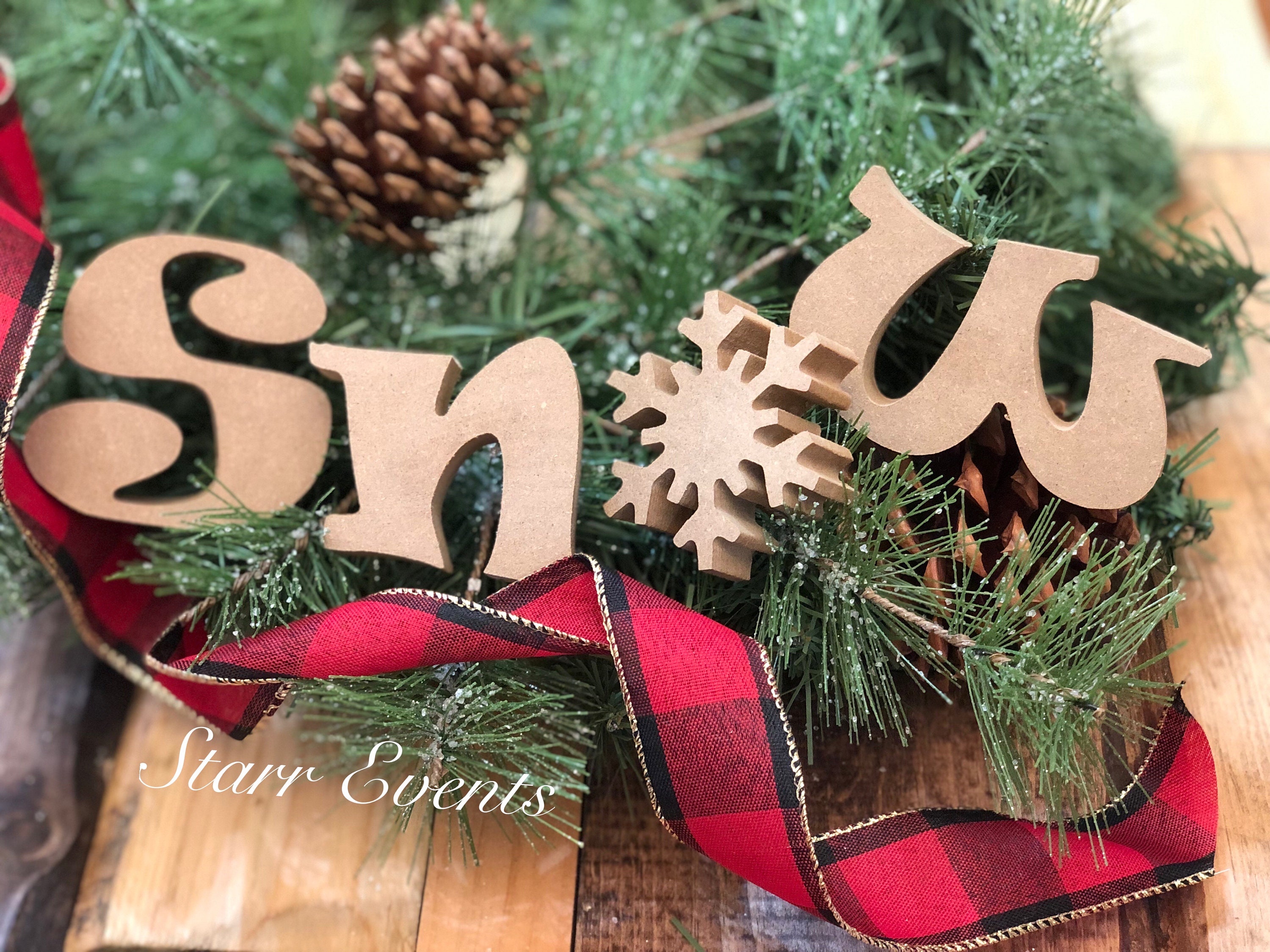 Snow Word Cutout. DIY Unfinished Wood Snow. Unpainted Winter Tier Tray ...