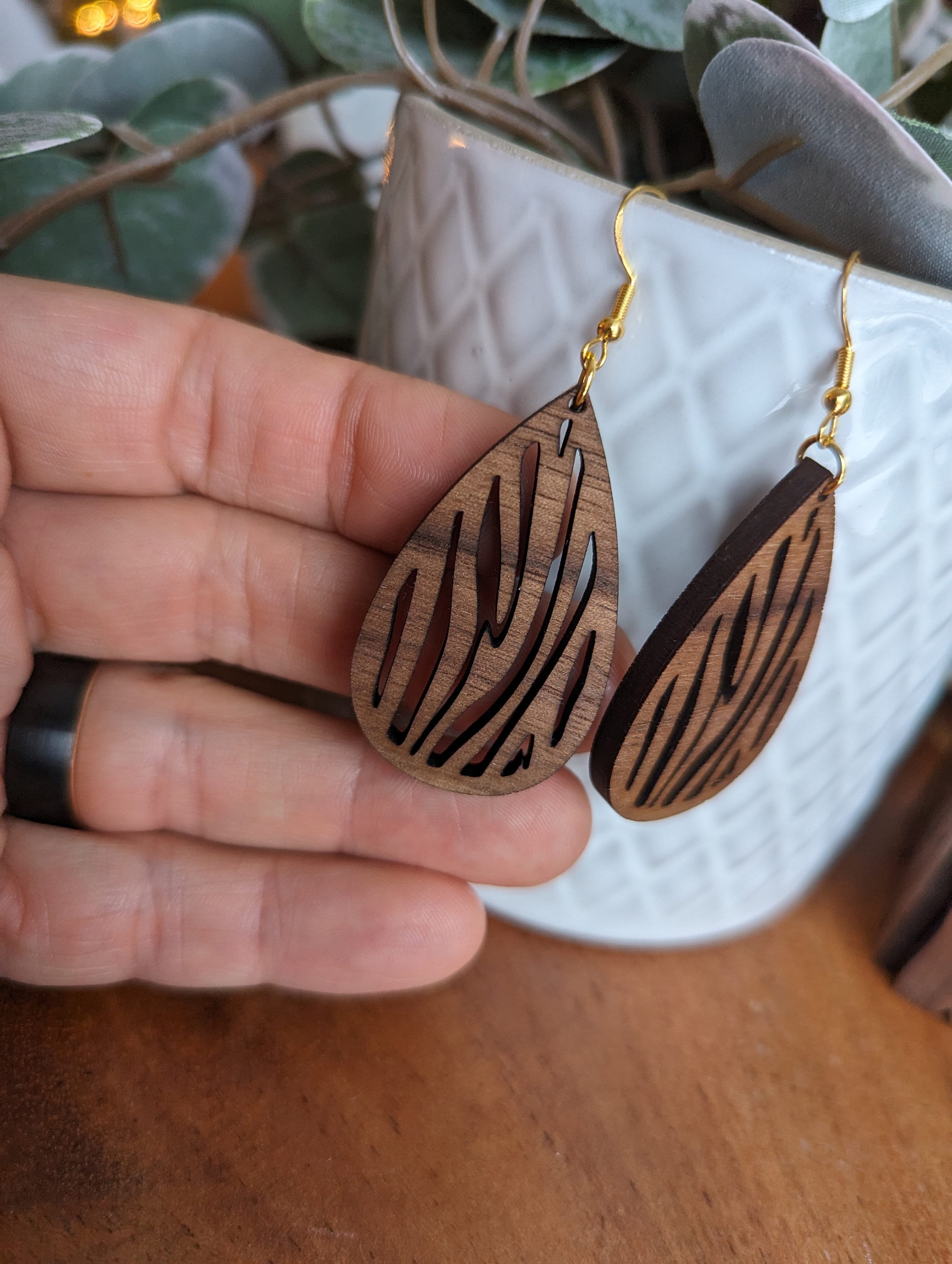 Handmade Wood Earrings / Boho Earrings / Geometric Wood Earrings ...