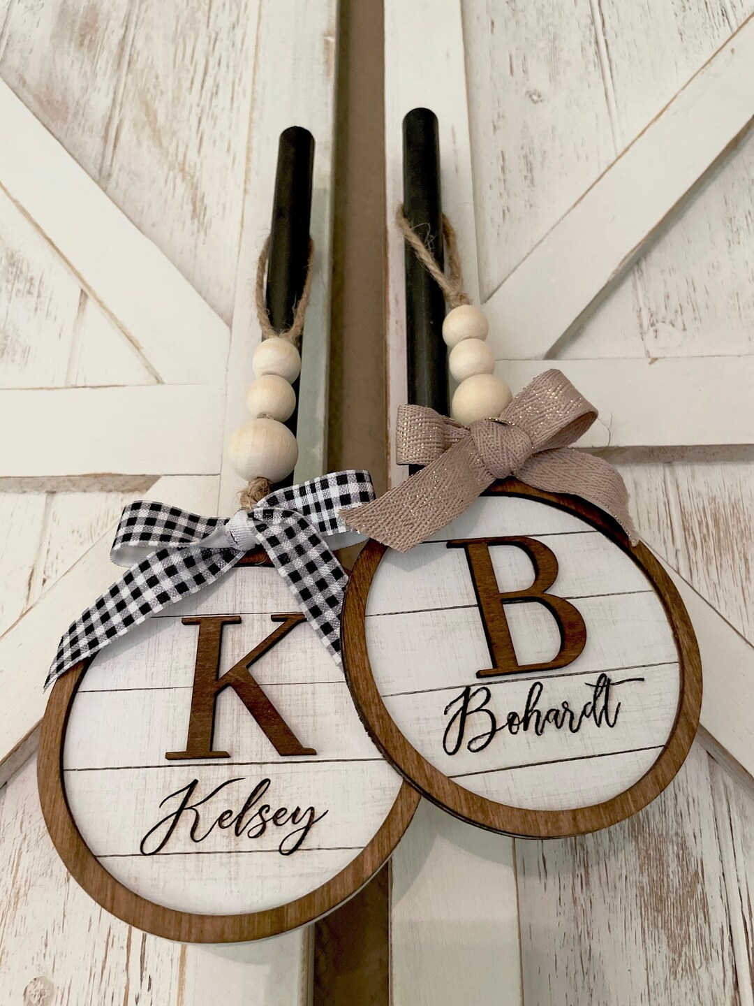 Customized Farmhouse Style Shiplap Name Hanging Ornaments - Etsy