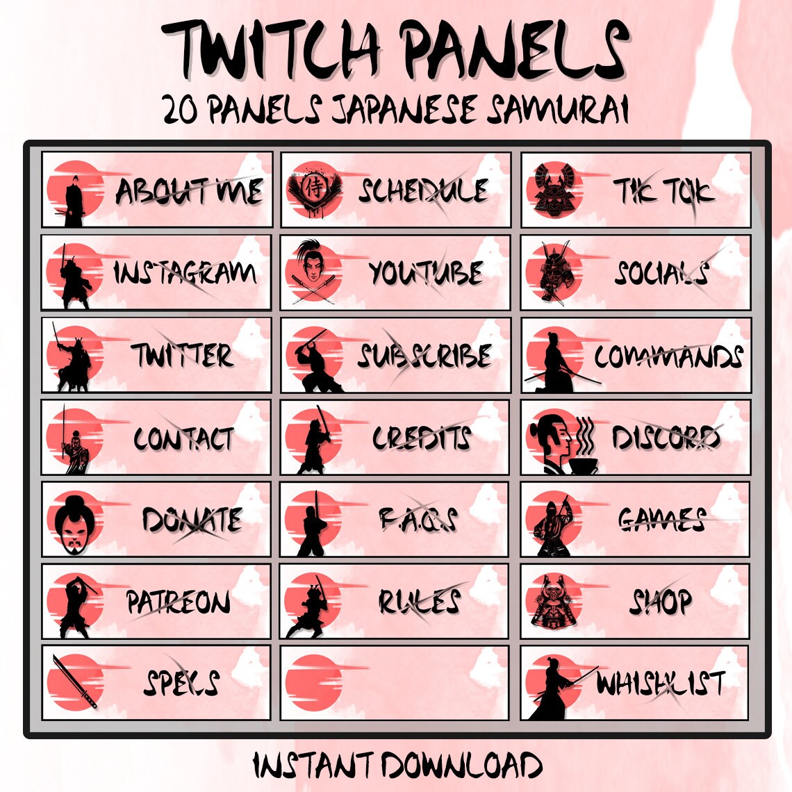 Japanese Stream Panels for Twitch: Japan Ninja | Japan Panel | Samurai ...