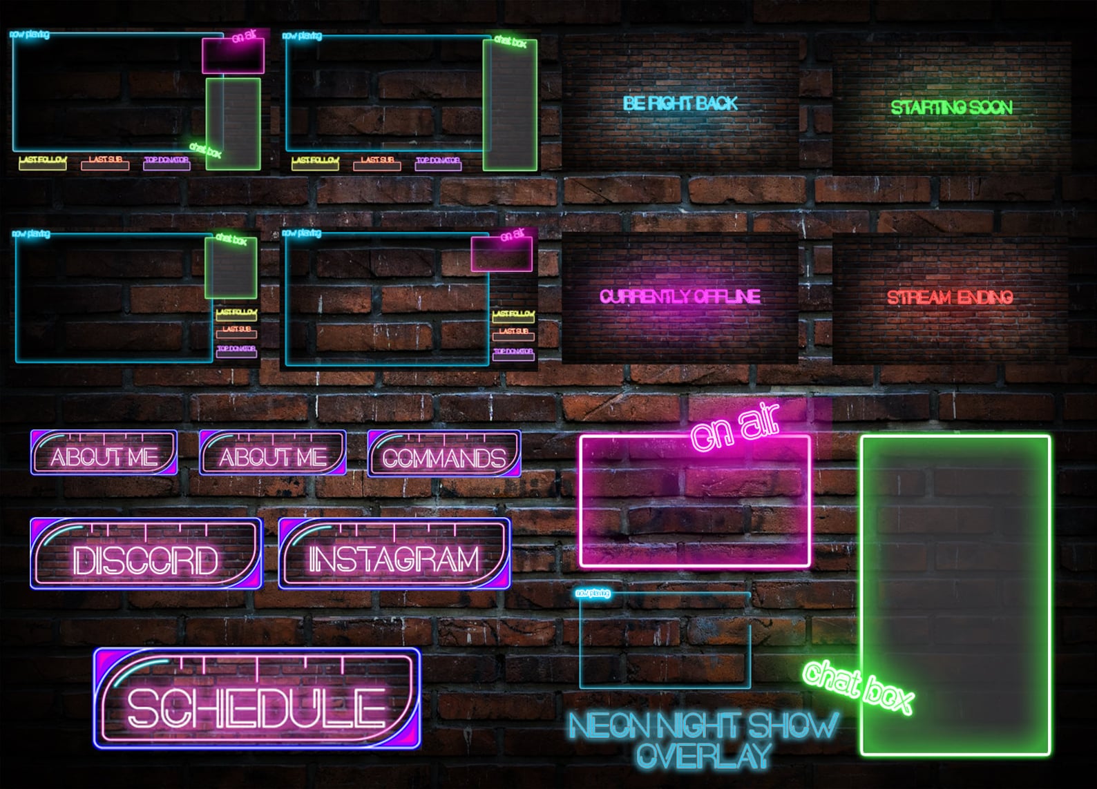 Neon Twitch Overlay / Tema Neon / Late Night Show / Paneles / Primary ...