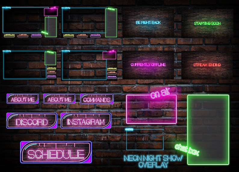 Neon Twitch Overlay / Tema Neon / Late Night Show / Paneles / Primary ...