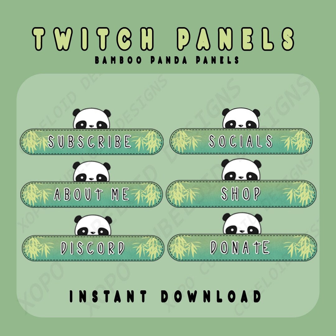 20 Kawaii Panda Twitch Streamer Panels / Bamboo / Animal Streaming ...