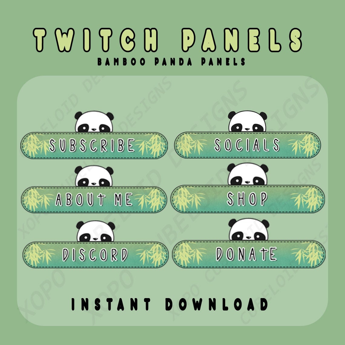 20 Kawaii Panda Twitch Streamer Panels / Bamboo / Animal Streaming ...