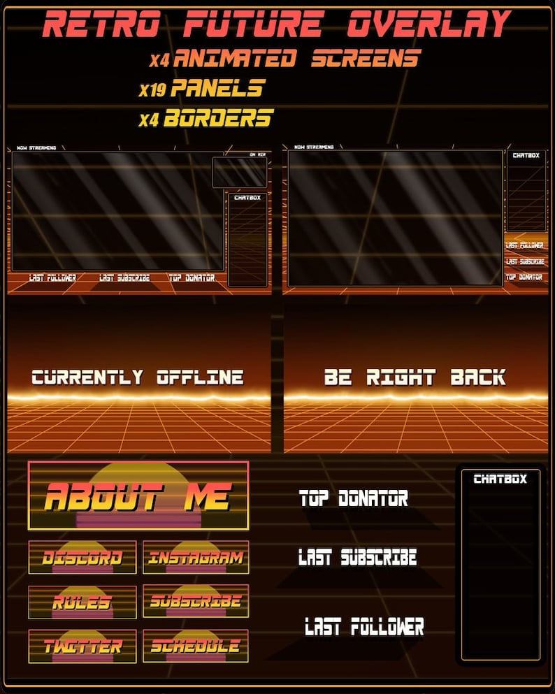 Twitch Animated Overlay: Retro Future Streaming With 20 Panels | 3D ...