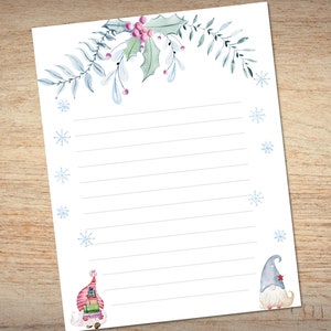 Printable Gnome Christmas Stationery Digital Download, Customizable ...