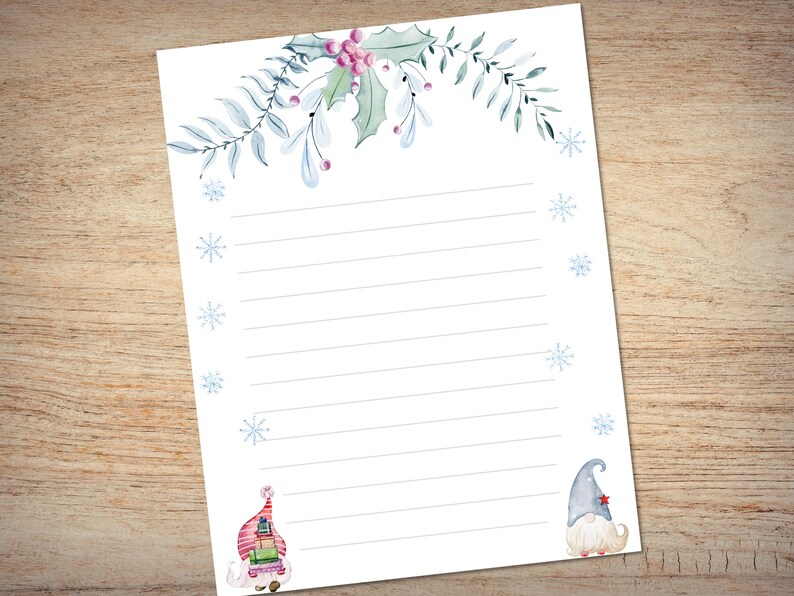 Printable Gnome Christmas Stationery Digital Download, Customizable ...