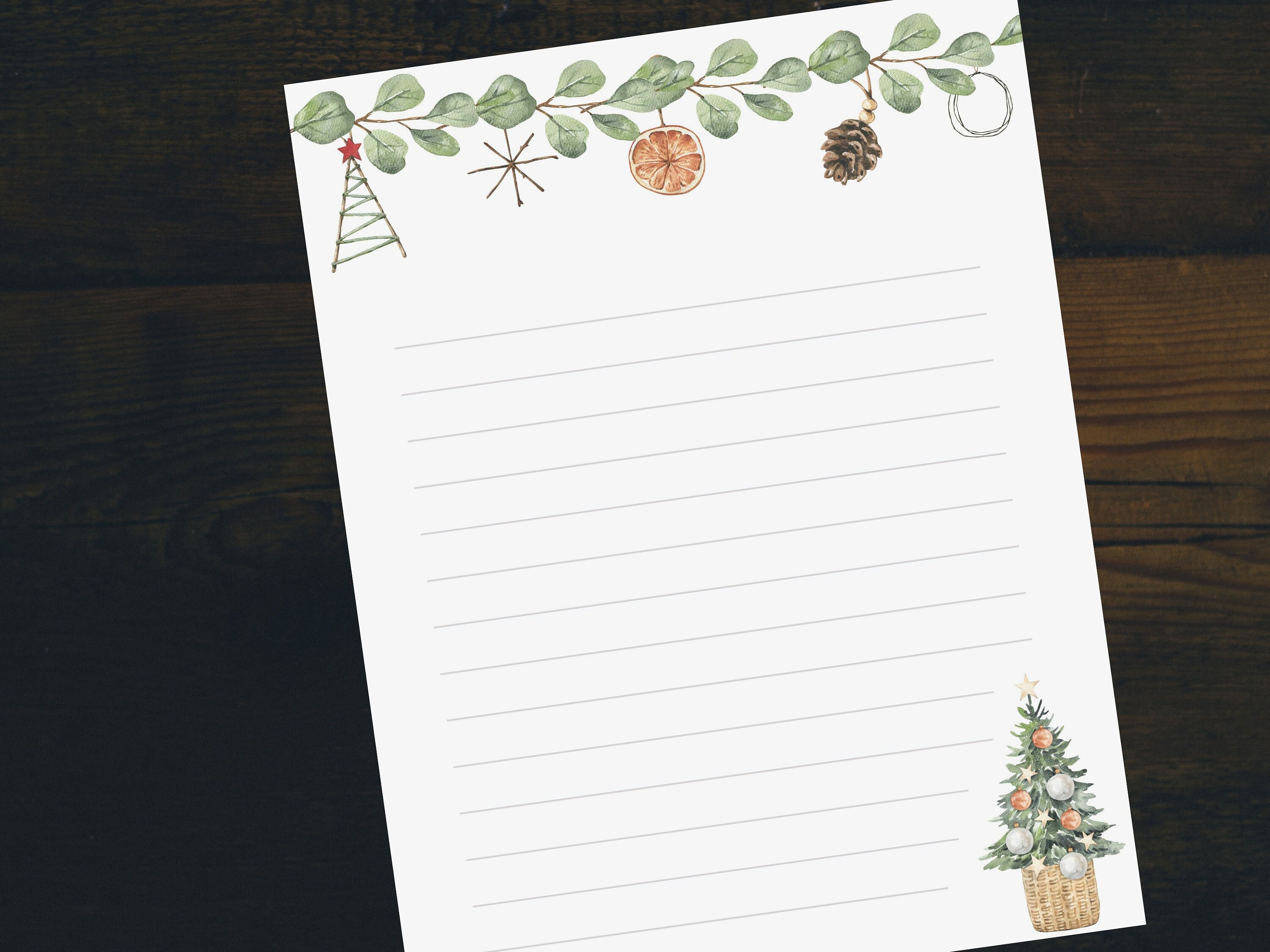 Printable Christmas Stationery Digital Download, Customizable Instant ...