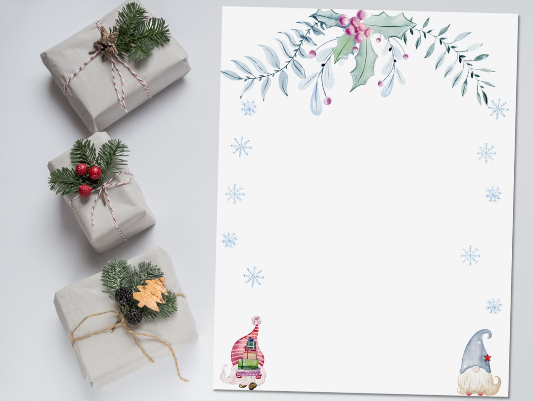 Printable Gnome Christmas Stationery Digital Download, Customizable ...