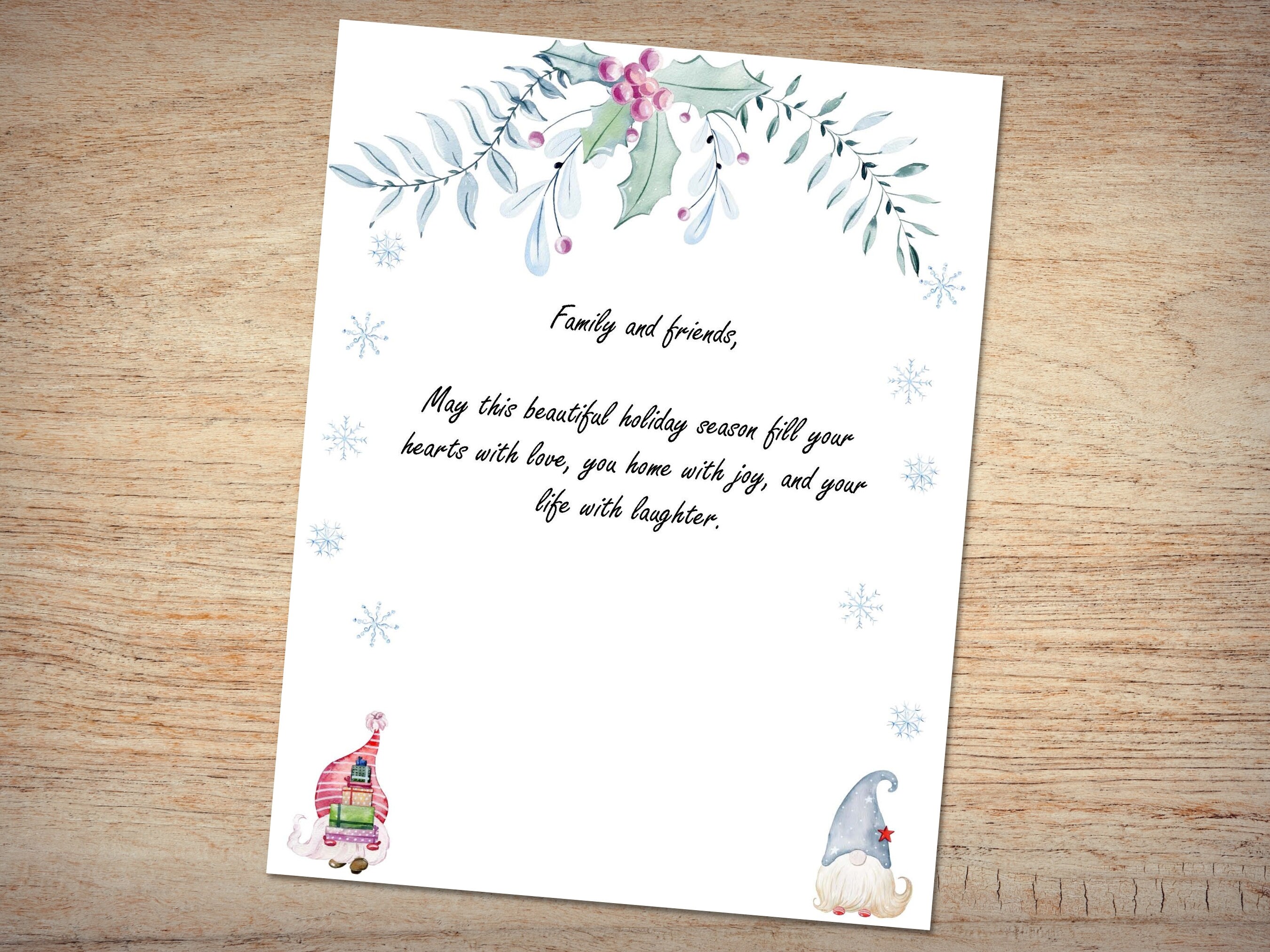 Printable Gnome Christmas Stationery Digital Download, Customizable ...