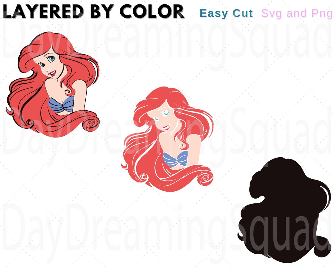 SVG en capas, sirena svg, princesa svg, descarga digital, archivo ...