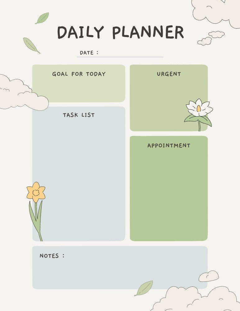 Daily Planner, Daily to Do List Printable, Instant Download, Minimal ...