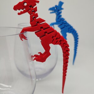 Party Raptor | 3D Printed Articulated Raptor | Wine Glass / Glass Decor ...