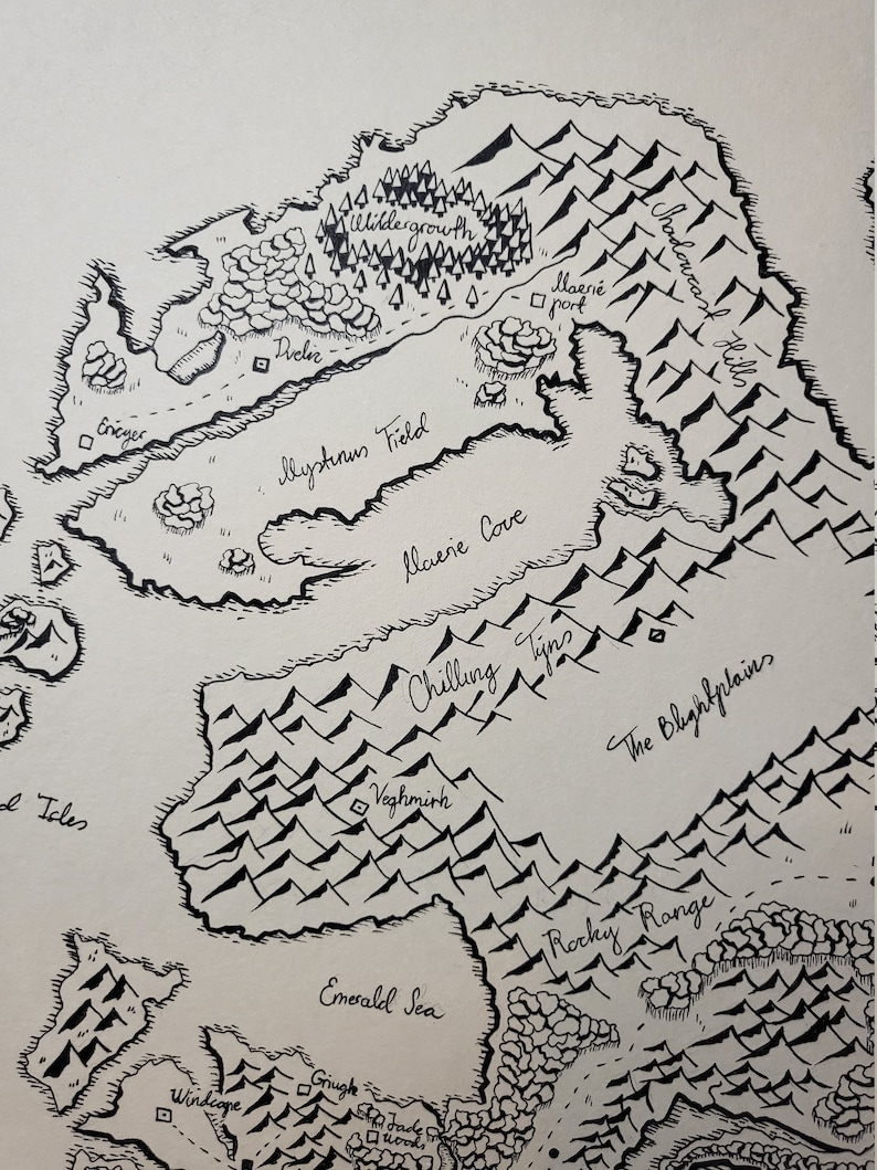 A4 Custom Hand Drawn Fantasy Map digital Scan - Etsy