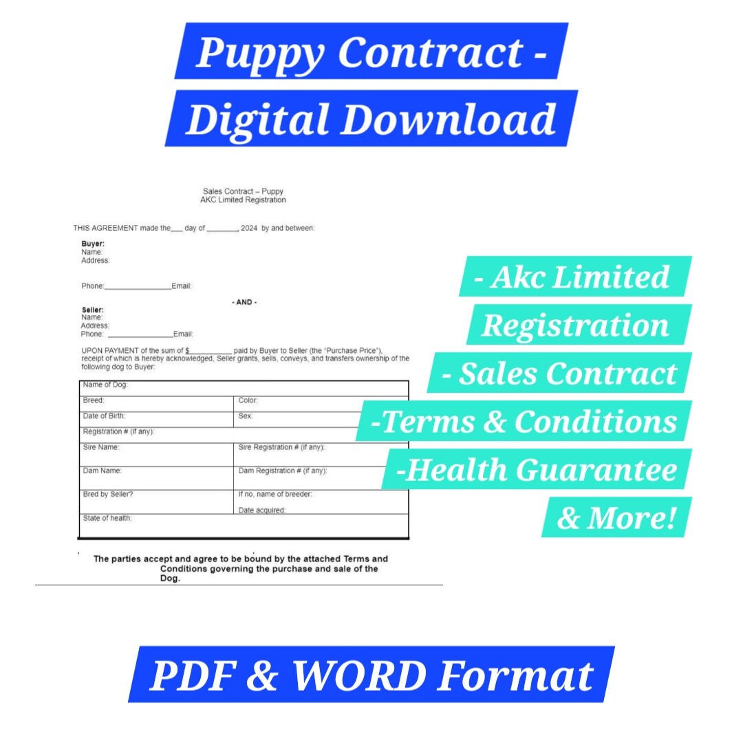 Dog Breeder Forms - Puppy Buyer Contract for Breeders and Kennels - AKC ...
