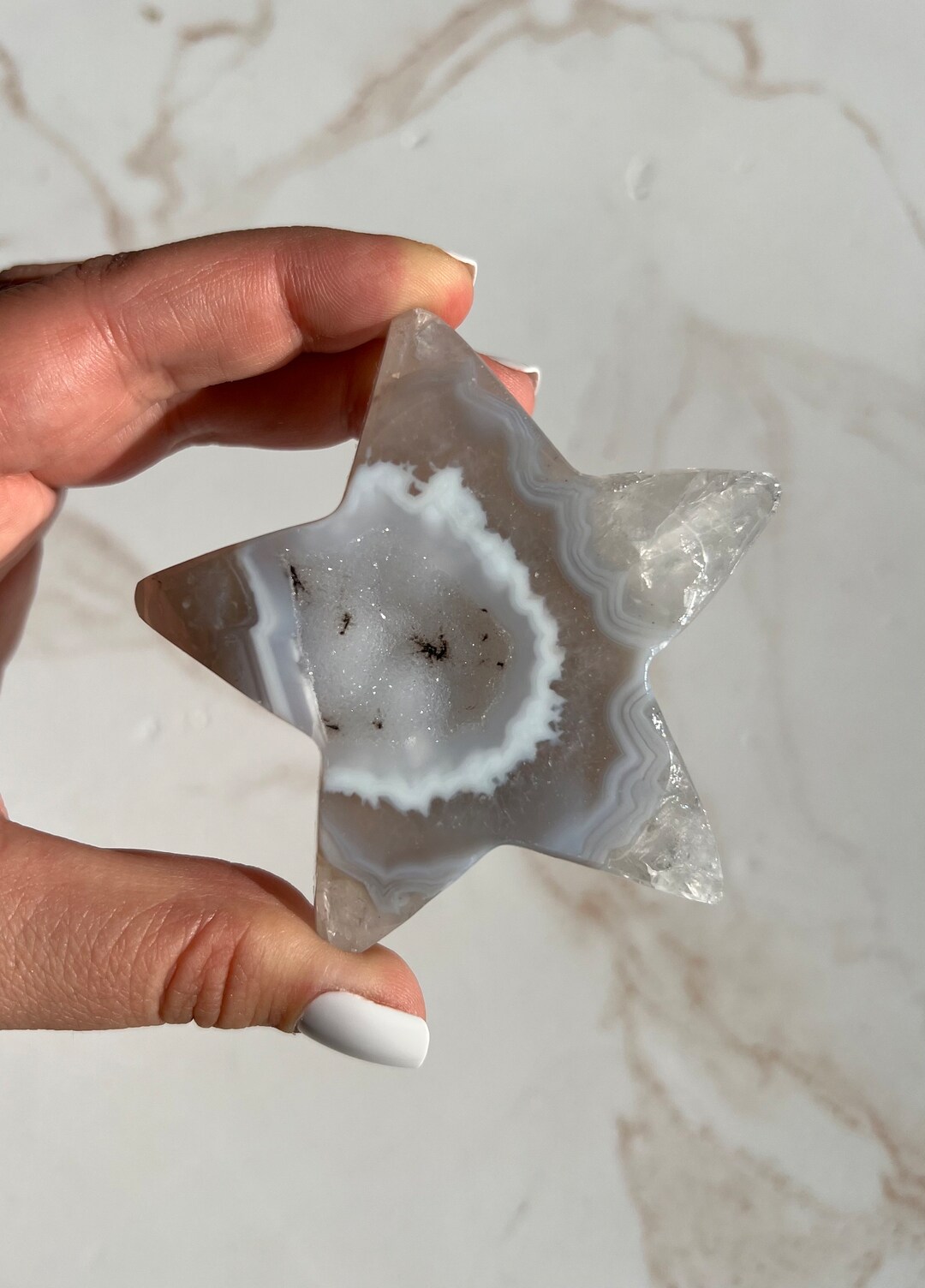 Brazilian Agatte Star With White Druzy and Tons of Rainbows - Etsy