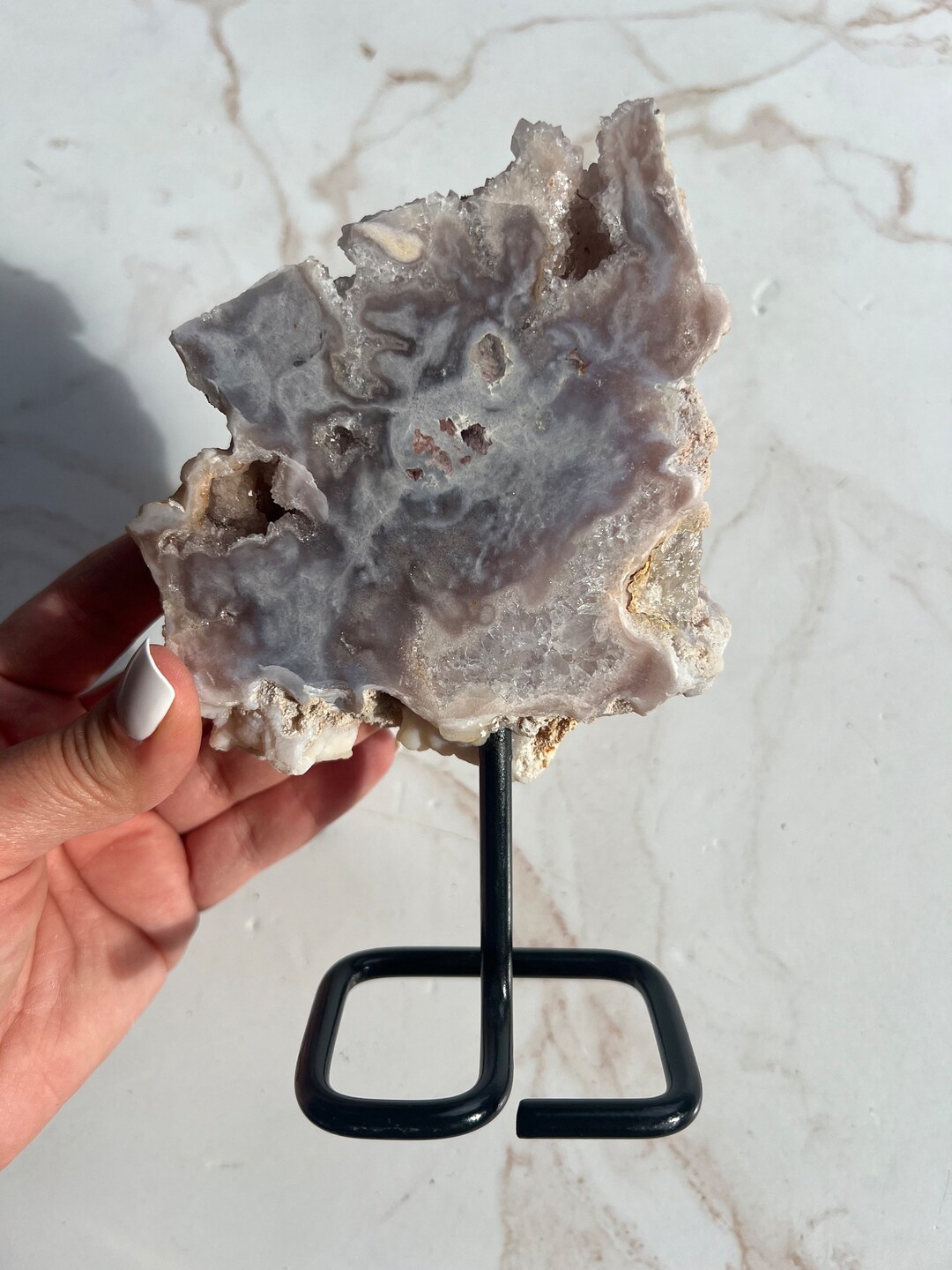 Pink Amethyst Slab With Beautiful Blue Designs - Etsy