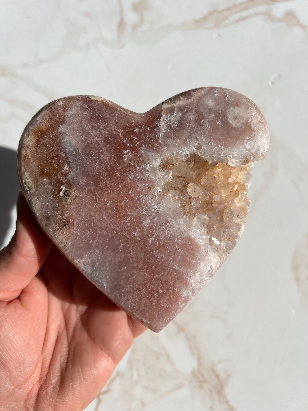Pink Amethyst Heart With Quartz Druzy - Etsy