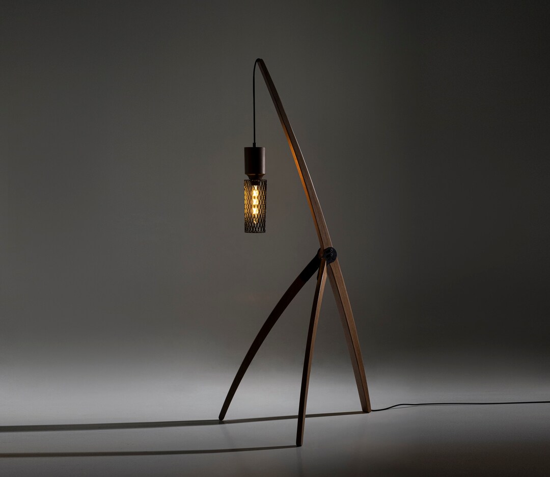 Wood and Metal Floor Lamp, Grid Lighting, Industrial Floor Lamp, Custom ...
