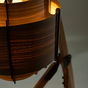 Wood Walnut Floor Lamp, Custom Design Lamp and Lighting, Mid Century ...